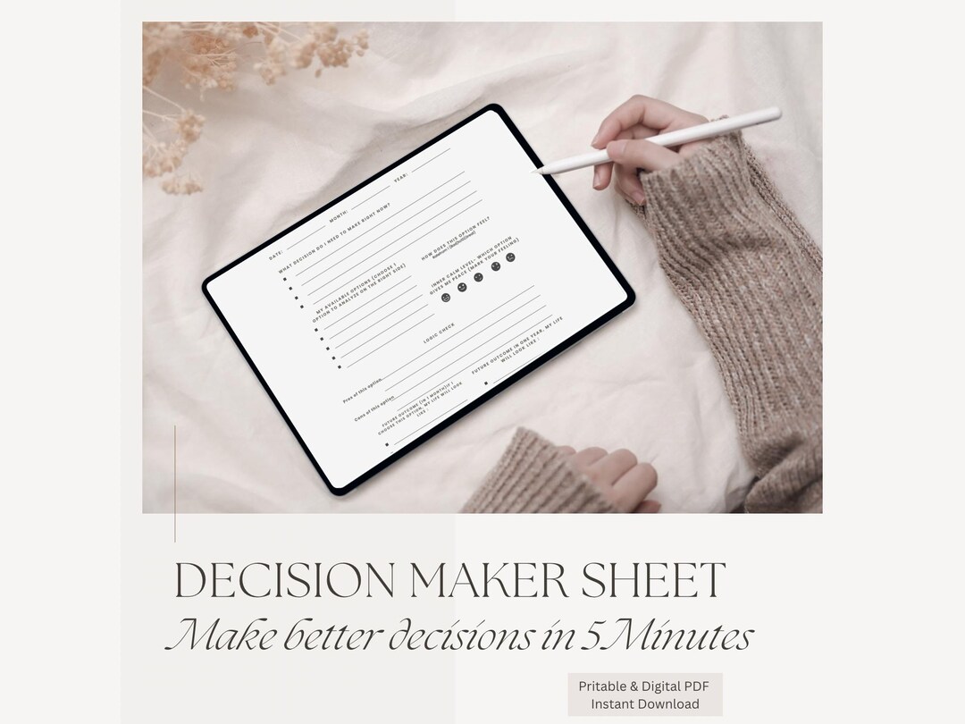 Decision Maker Sheet | Printable Decision Worksheet | Make Better ...