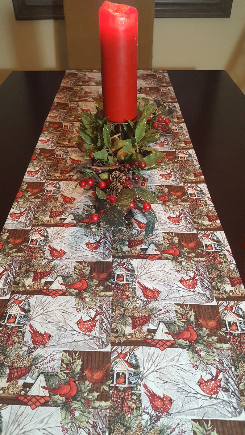 Christmas Table Runner Cardinal Christmas Runner Winter - Etsy