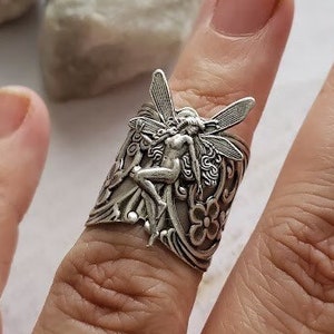Silver Fairy Ring | Angel Wing Ring | Oxidized Sterling Silver ...
