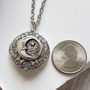 Gypsy Moon Star Locket Necklace | Pendant | Silver Lunar | Celestial ...
