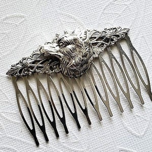 Silver Wolf Haircomb | Goth Steampunk Hair Comb | Vintage Look ...