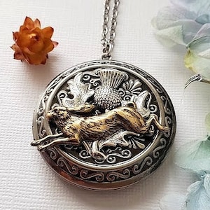 Bunny Locket Necklace Animal Rabbit Forest Thistle Flower Silver ...