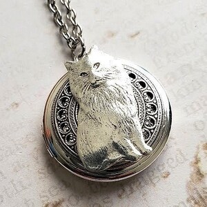 Silver Cat Locket | Kitty Cat Necklace | Animal Necklace | Silver Pet ...