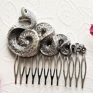 Silver Snake Haircomb Thick Coil Snake Halloween Gothic - Etsy