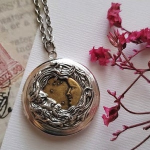 Moon Necklace Moon Face Locket Magical Moon Pendant Magical Double Moon ...