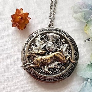 Bunny Locket Necklace Animal Rabbit Forest Thistle Flower Silver ...