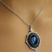 Blue Oval Necklace | Dark Blue Pendant | Silver Sapphire Jewelry | Blue ...