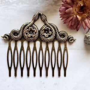 Herpetology Haircomb | Snake Hair Accessories | Bronze Floral Hairpiece ...