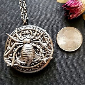 Spider Necklace | Silver Locket | Grunge Necklace | Gothic Locket ...