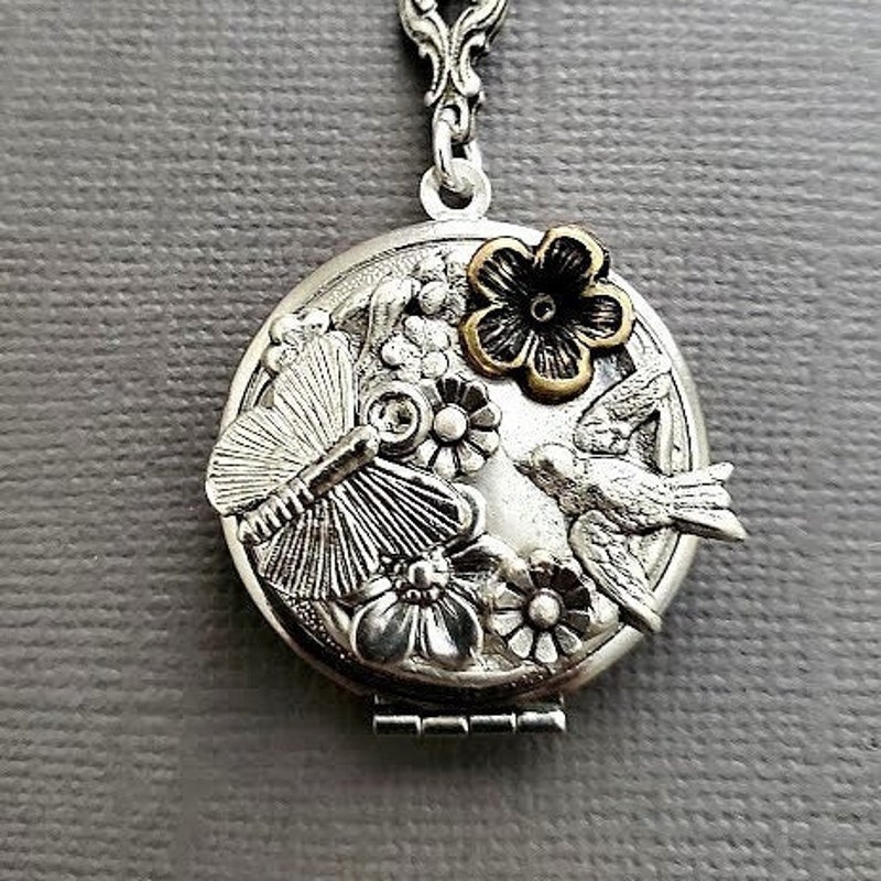 Humming Bird Gold Locket - Etsy