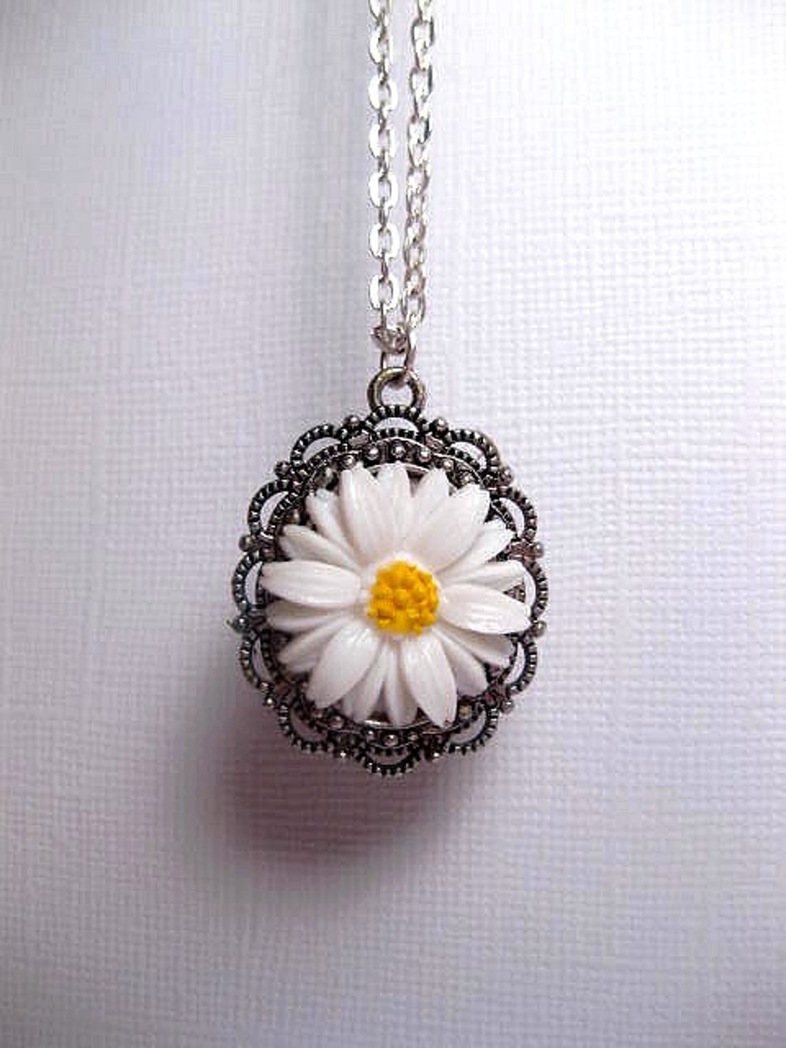 Daisy Flower Necklace Silver Pendant Floral Custom | Etsy