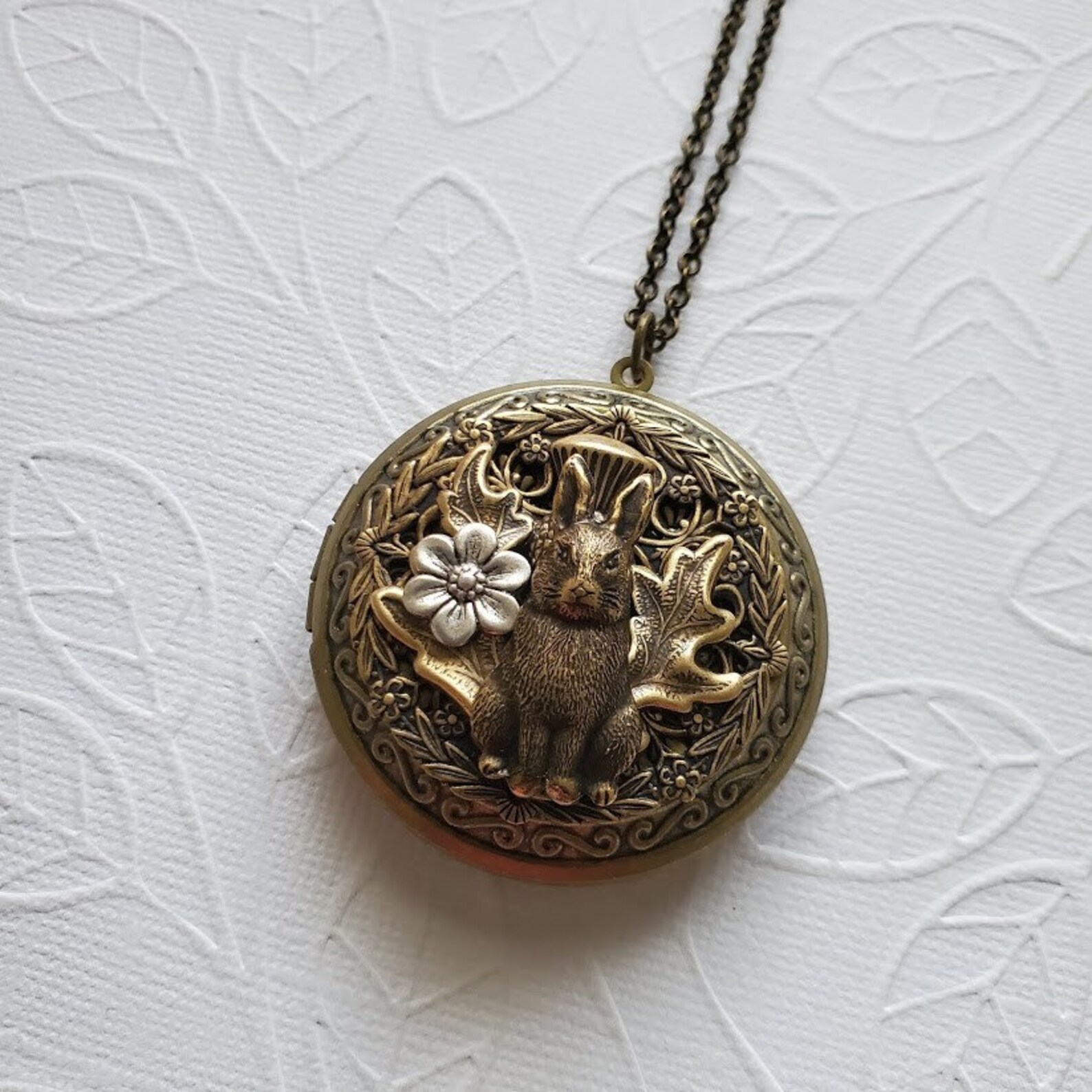 Rabbit Necklace Locket Vintage Style Velveteen Rabbit - Etsy