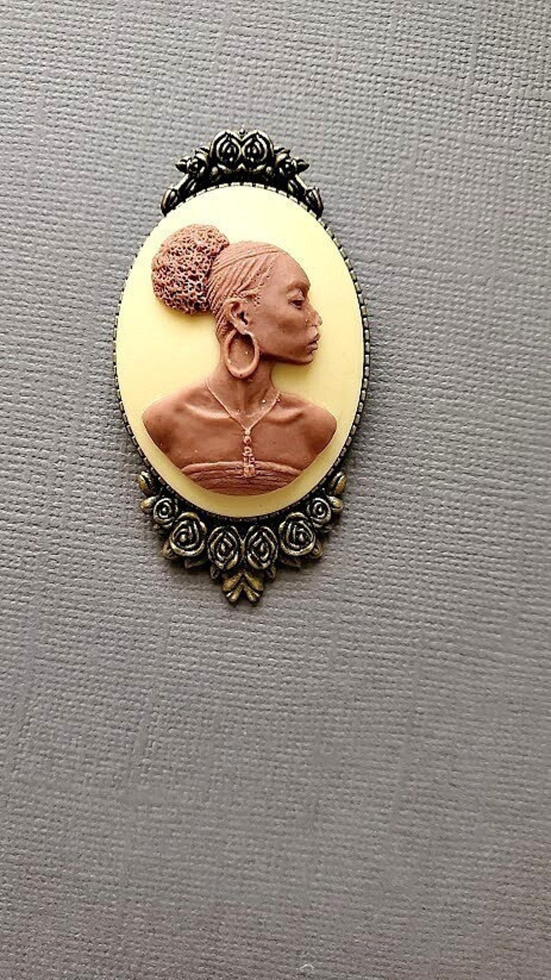 African Lady Cameo | Ethnic Tribal Brooch Pin | Black Brown History ...