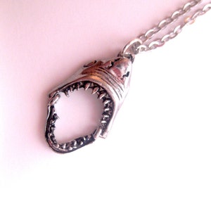 Whale Shark Mouth Necklace - Bite Me Charm Shark Teeth Tooth - Silver ...