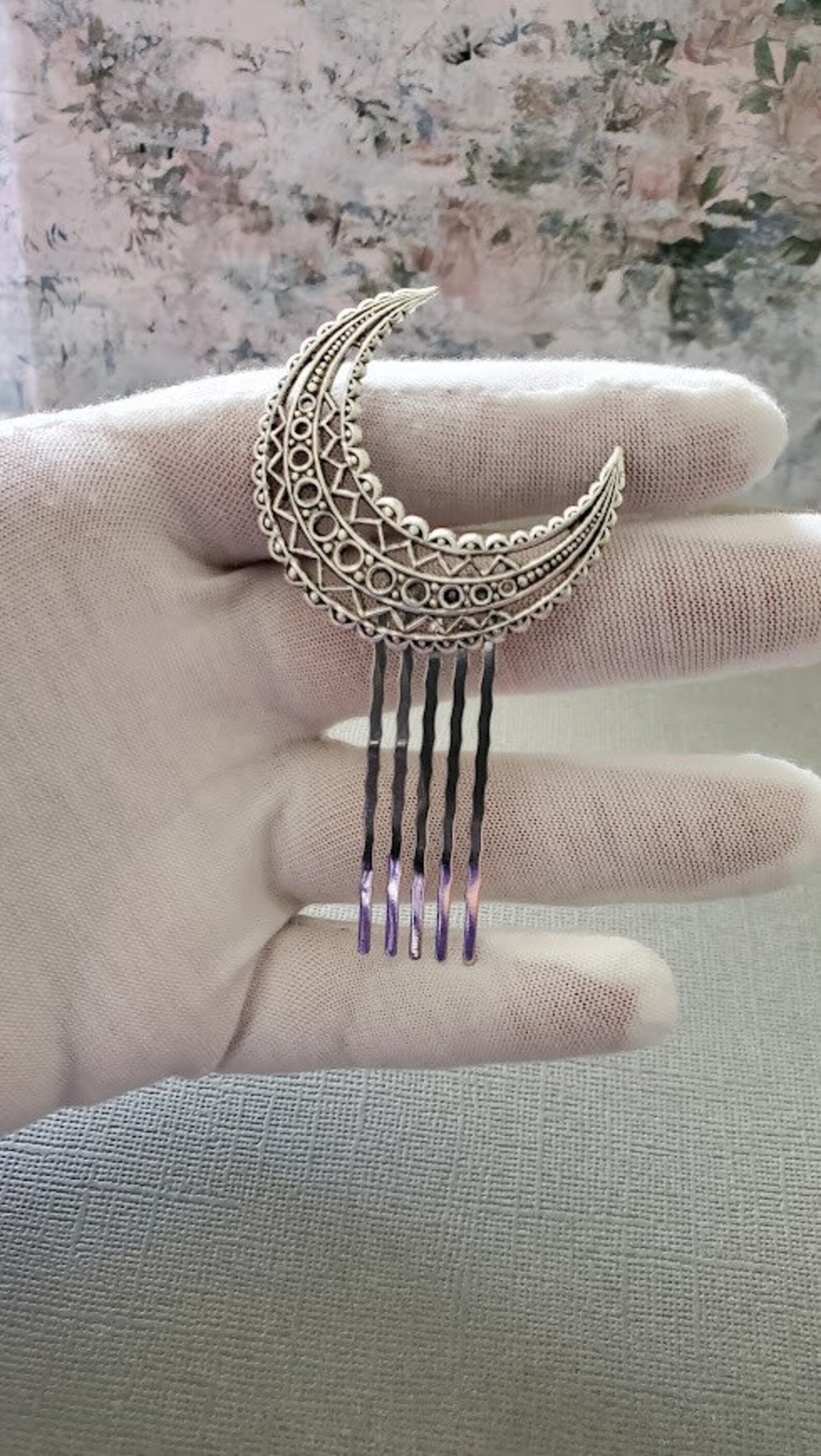 Moon Haircomb | Crescent Moon Hair Stick | Silver Accessories ...