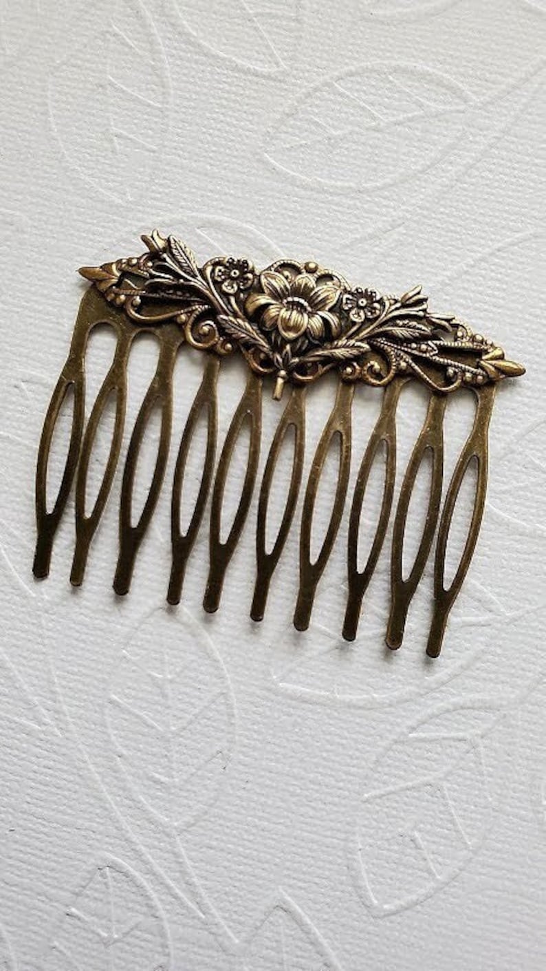Floral Bouquet Haircomb Antique Brass Hair Comb Vintage - Etsy