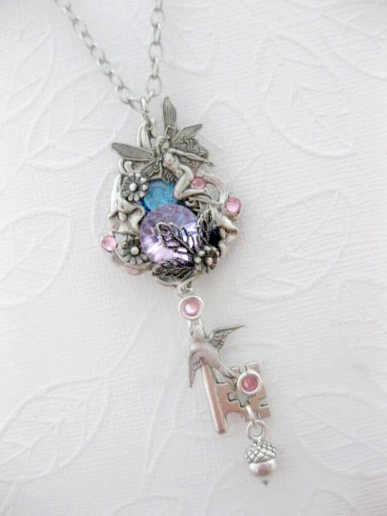 Key Necklace Fairy Key Necklace Fantasy Purple Crystal - Etsy