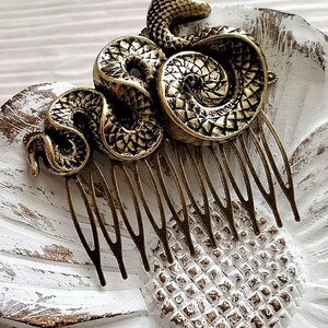 Snake Haircomb | Brass Reptile Comb | Thick Coil Snake | Halloween ...