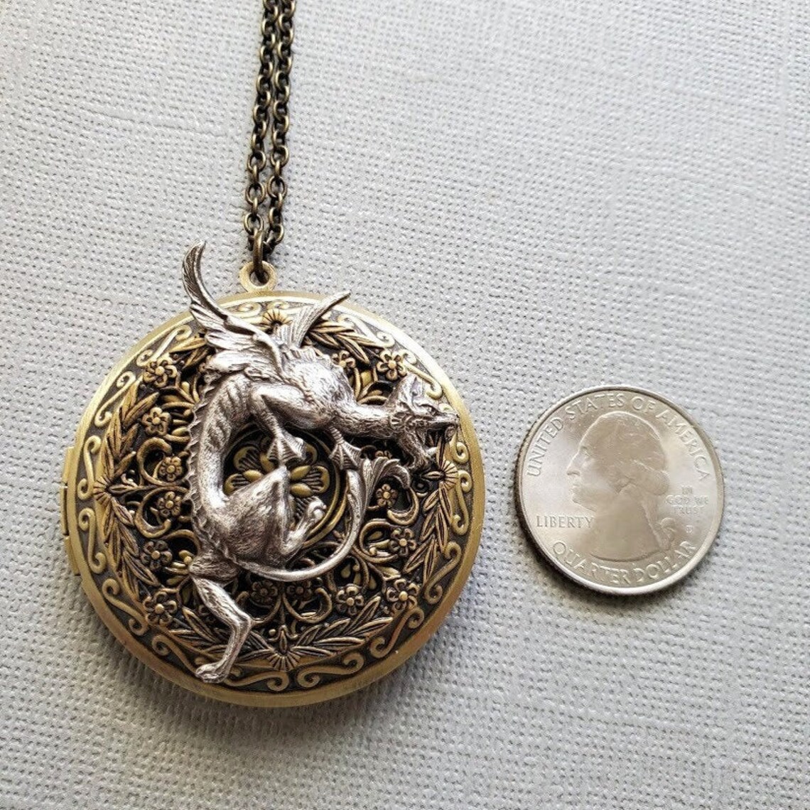 Gargoyle Dragon Pill Box Locket Necklace Trinket Purse - Etsy
