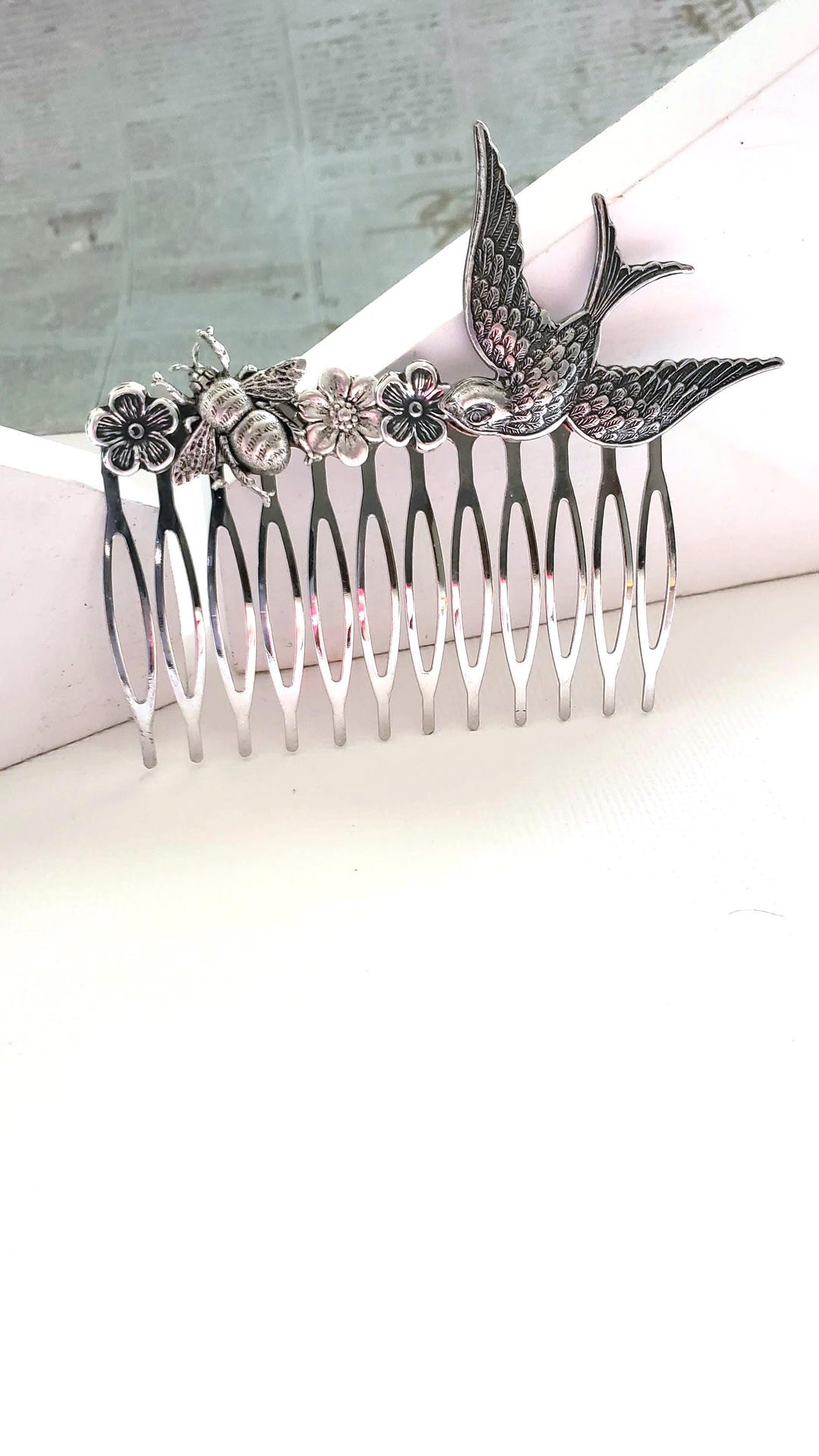 Bird Haircomb | Swallow | Bee Nature Hair Comb Accessories | Flower ...