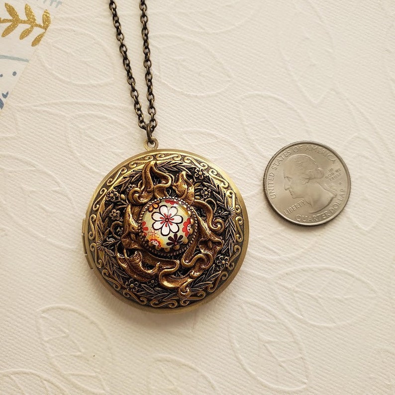Bohemian Floral Pill Box Locket Necklace Spring Flowers | Etsy