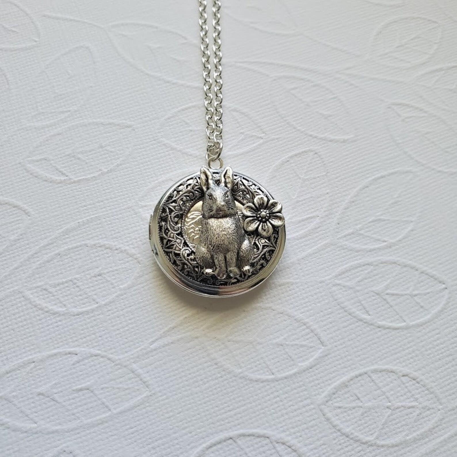 Flower Bunny Rabbit Locket Necklace Nature Jewelry Animal | Etsy