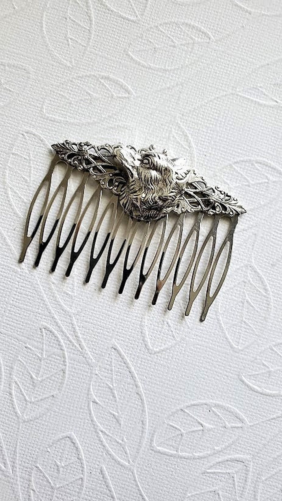 Silver Wolf Haircomb Goth Steampunk Hair Comb Vintage Look - Etsy