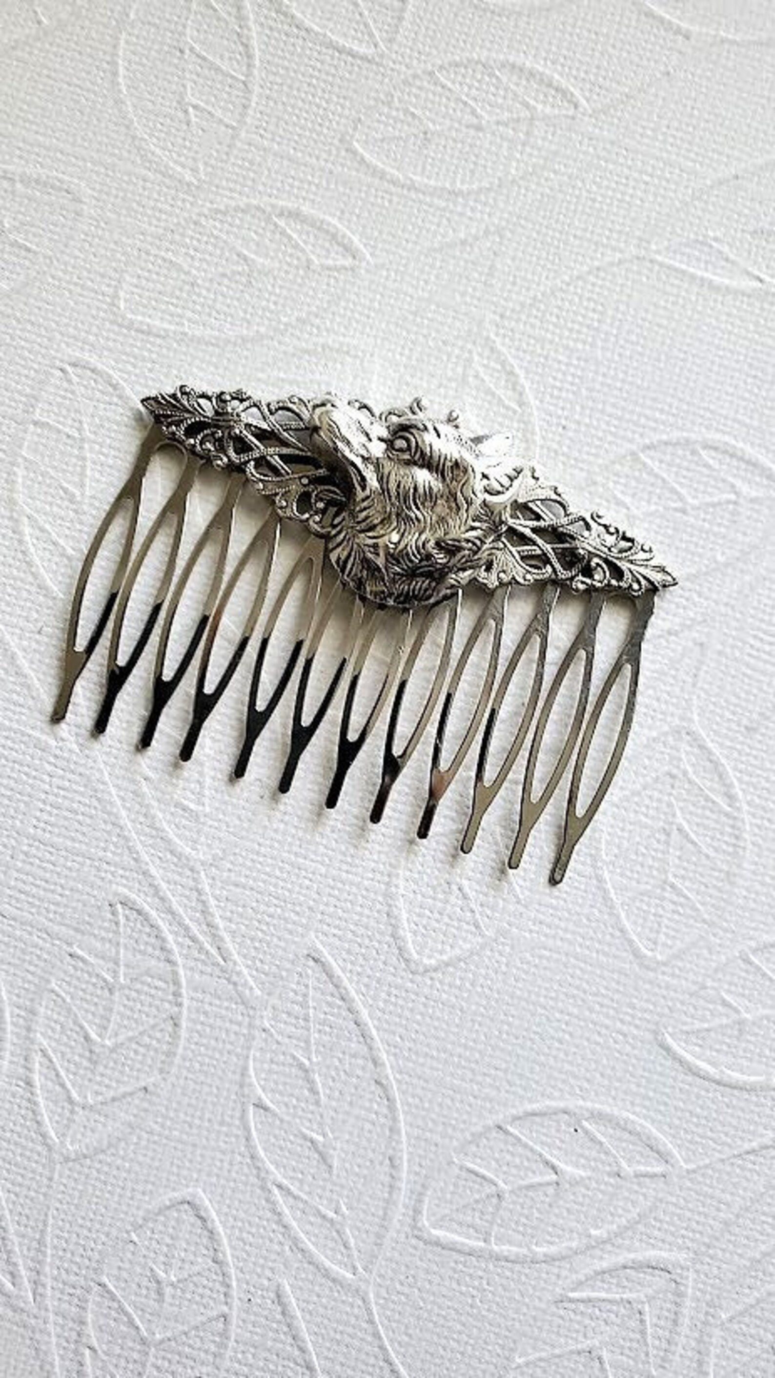 Silver Wolf Haircomb Goth Steampunk Hair Comb Vintage Look - Etsy