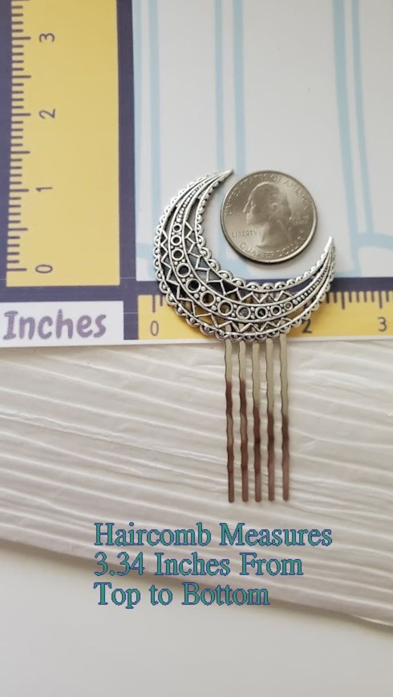 Moon Haircomb | Crescent Moon Hair Stick | Silver Accessories ...