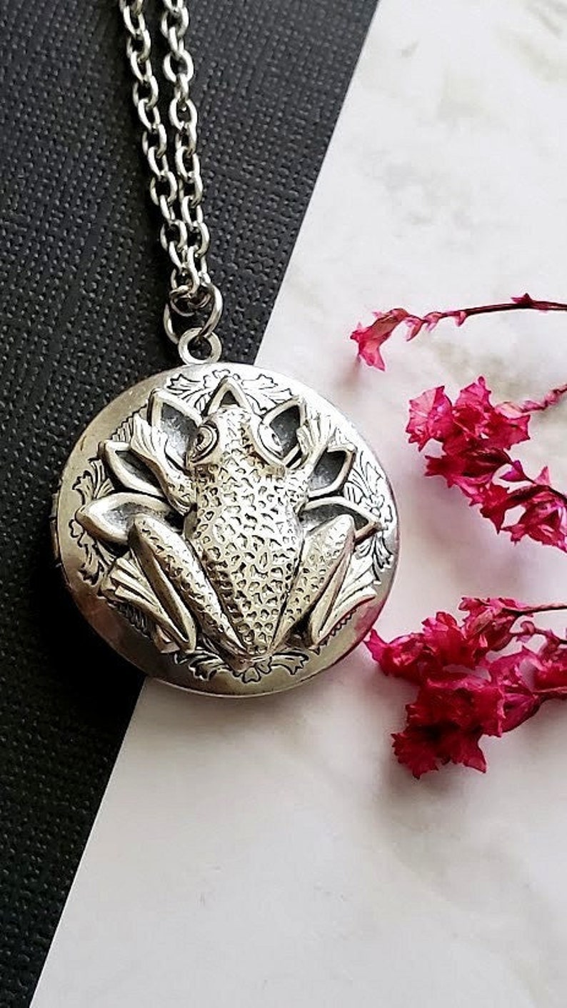 Frog Necklace | Animal Locket | Amphibian Toad | Silver Pendant ...
