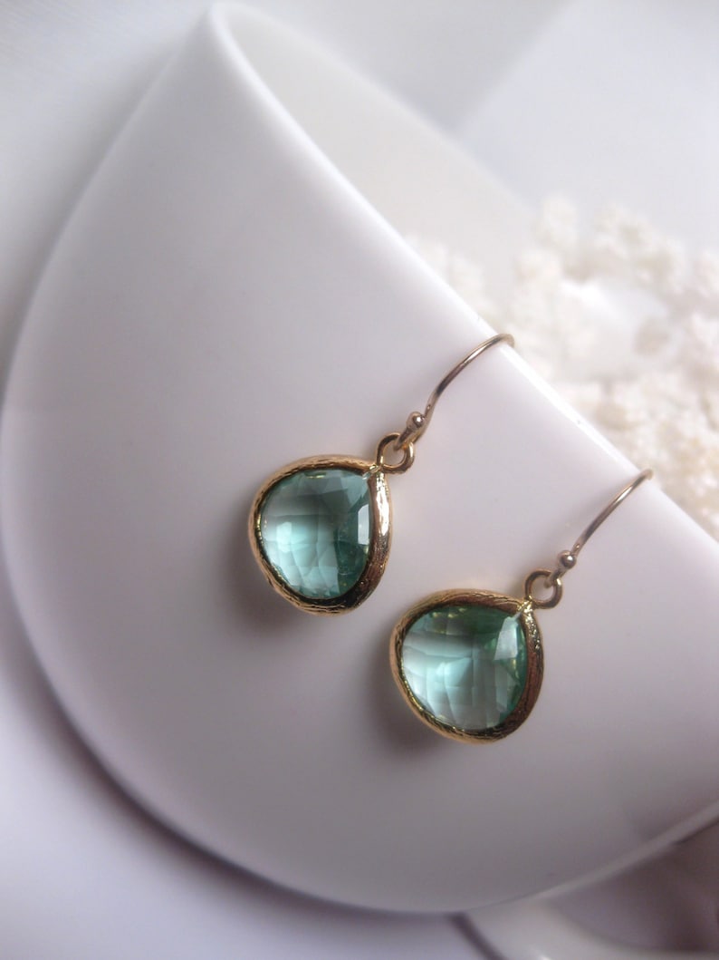 Simple Earrings - Prasiolite - Light Green Drop Earrings With 14k Gold ...