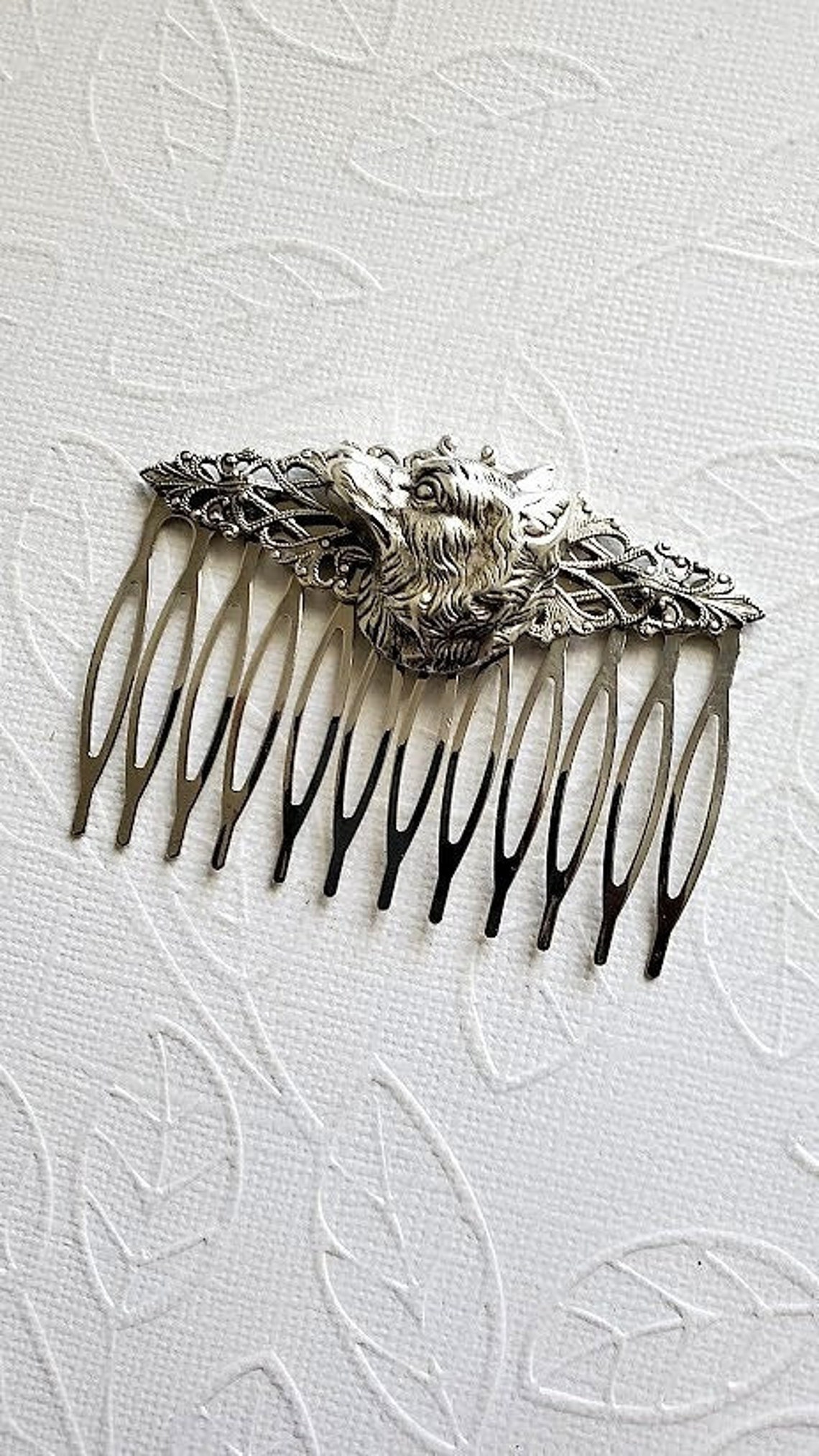 Silver Wolf Haircomb Goth Steampunk Hair Comb Vintage Look - Etsy