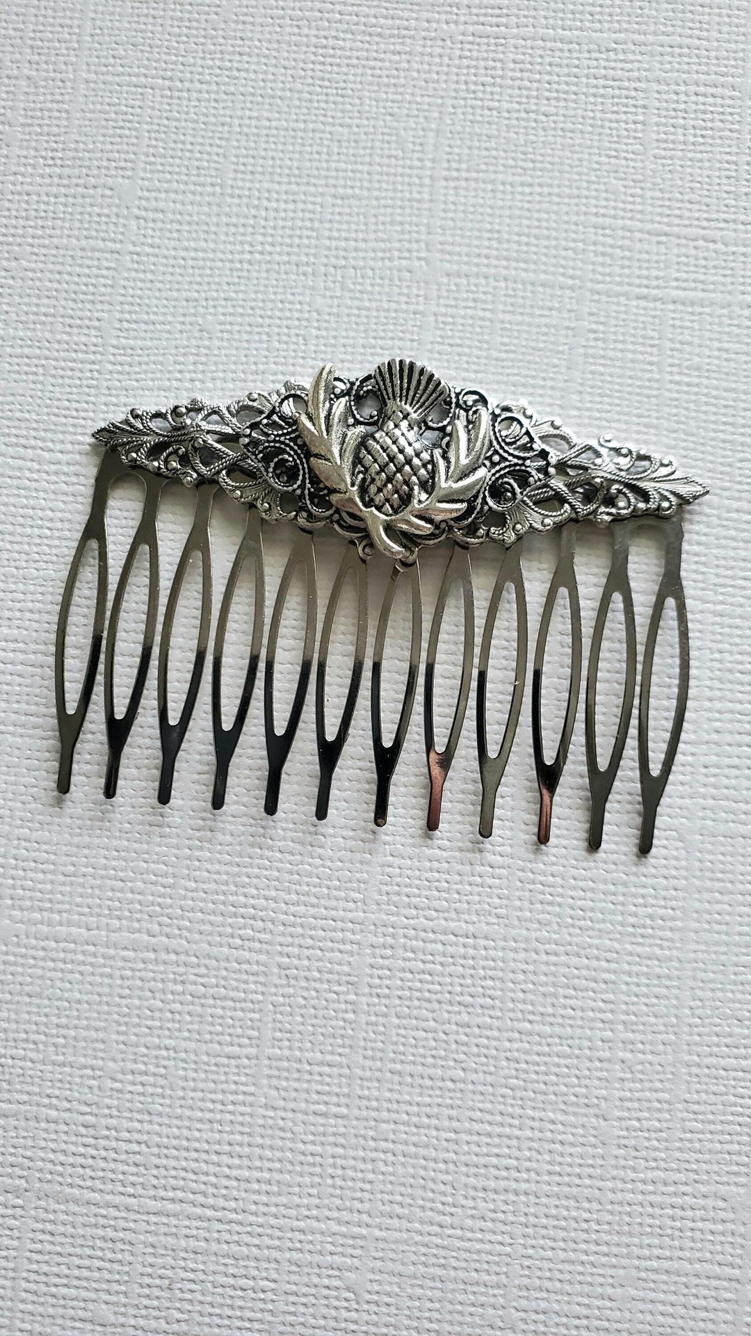 Thistle Flower Hair Comb | Silver Hair Pin | Flower Comb | Bridal ...