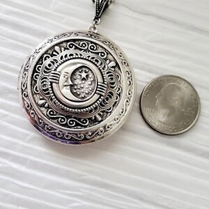 Art Nouveau Moon Stars Locket | Necklace | Large Celestial Pendant ...