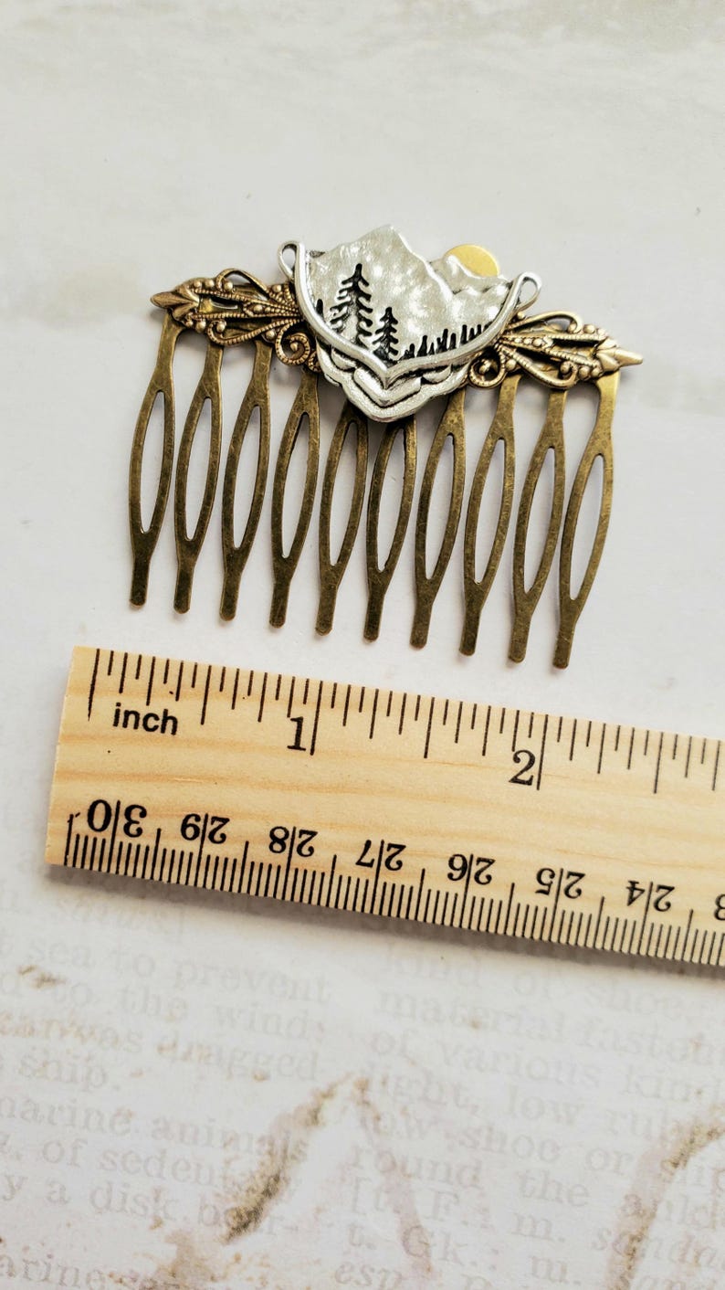 Tree Sun Haircomb | Nature Hair Accessories | Silver Mountain Sunrise ...