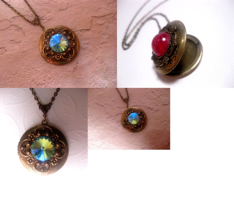 Crystal Locket Necklace Swarovski Element Photo Locket - Etsy