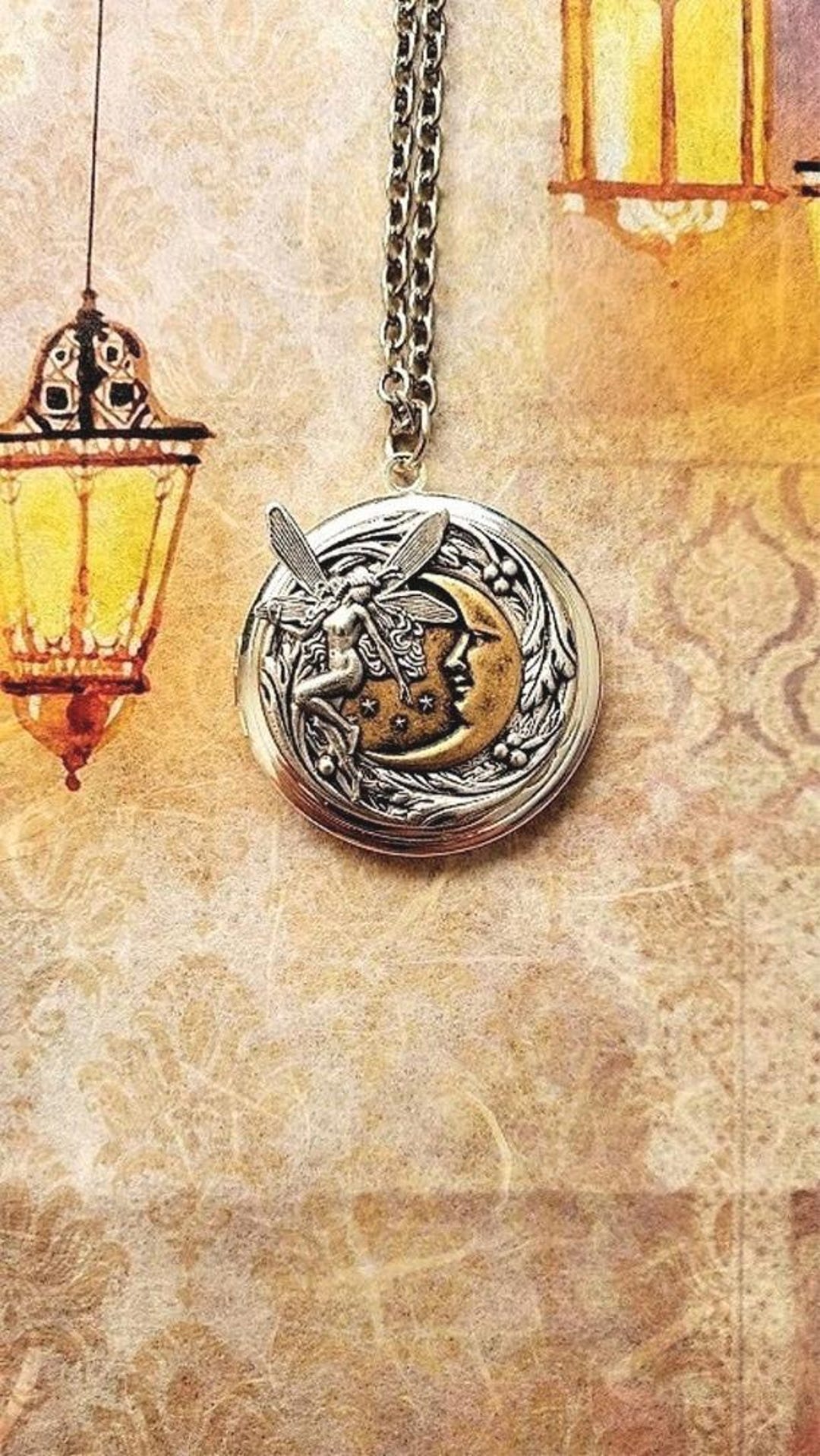 Fairy Moon Locket - Celestial Photo Picture Necklace - Enchantment ...