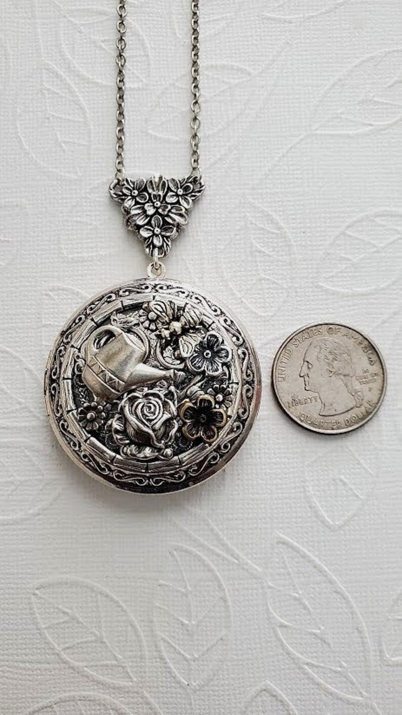 Large Locket | Vintage Style Butterfly Rose Necklace | Watering Pot ...