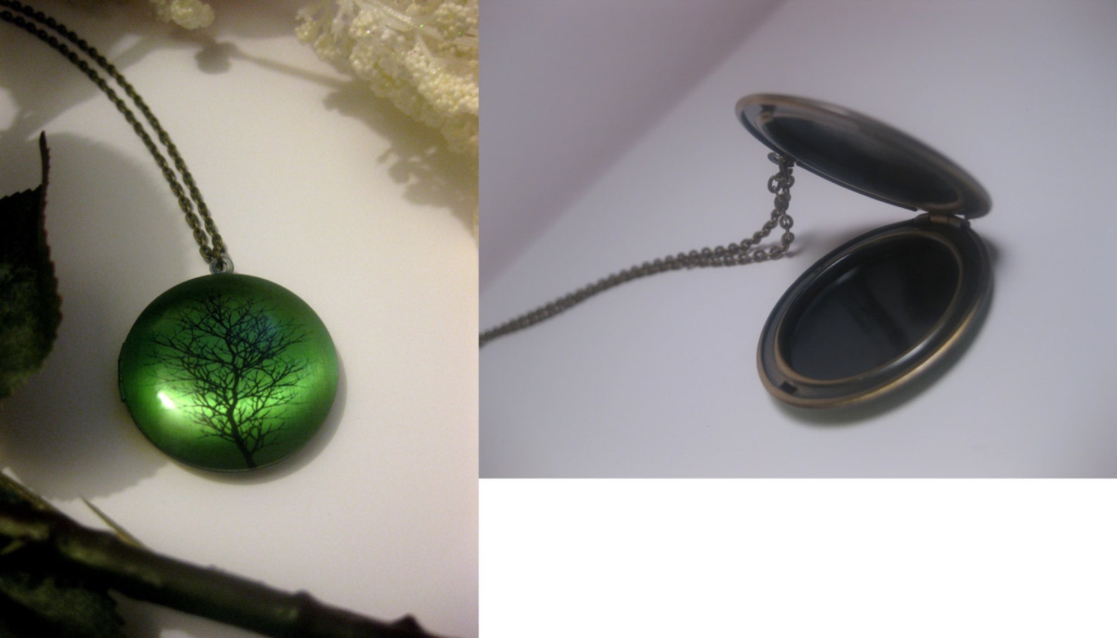 Spooky Tree Locket Magical Green Long Necklace - Etsy