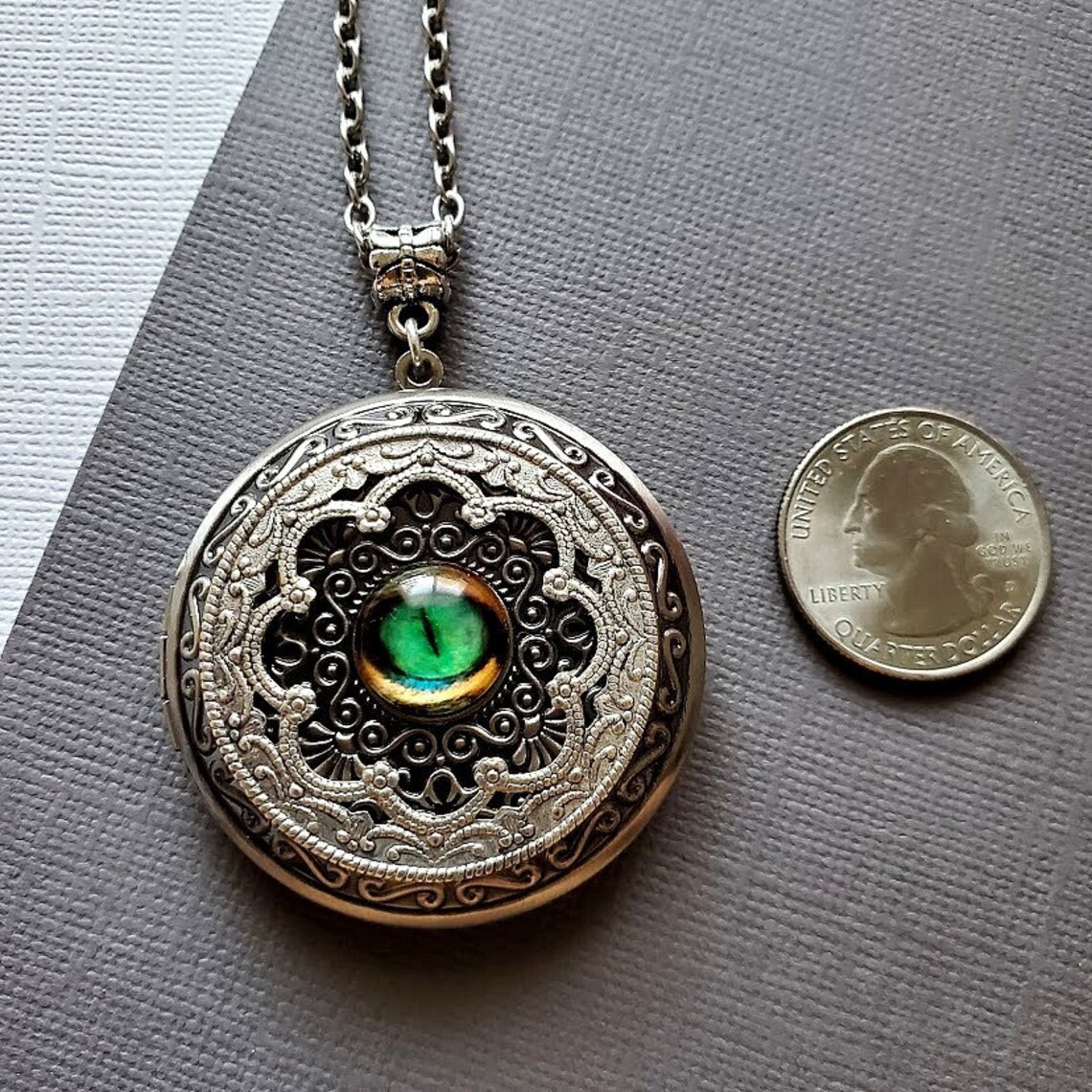 Green Eye Locket Steampunk Goth Harry Potter Fire Dragon | Etsy