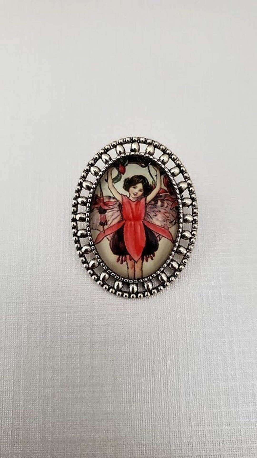 Red Faerie Broch | Fairy Glass Girl Jewelry | Fae Cameo Pin | Cottage ...