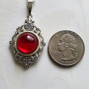 Red Oval Necklace | Ruby Stone Pendant | Silver Jewelry | Red Opal ...
