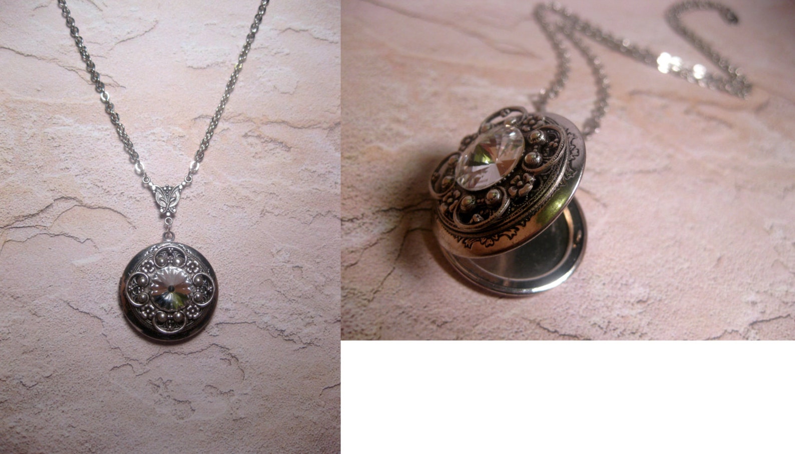 Moon Locket Crystal Locket Necklace Swarovski Clear - Etsy