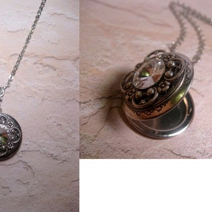 Crystal Necklace - Clear White Crystal Silver Locket - Etsy