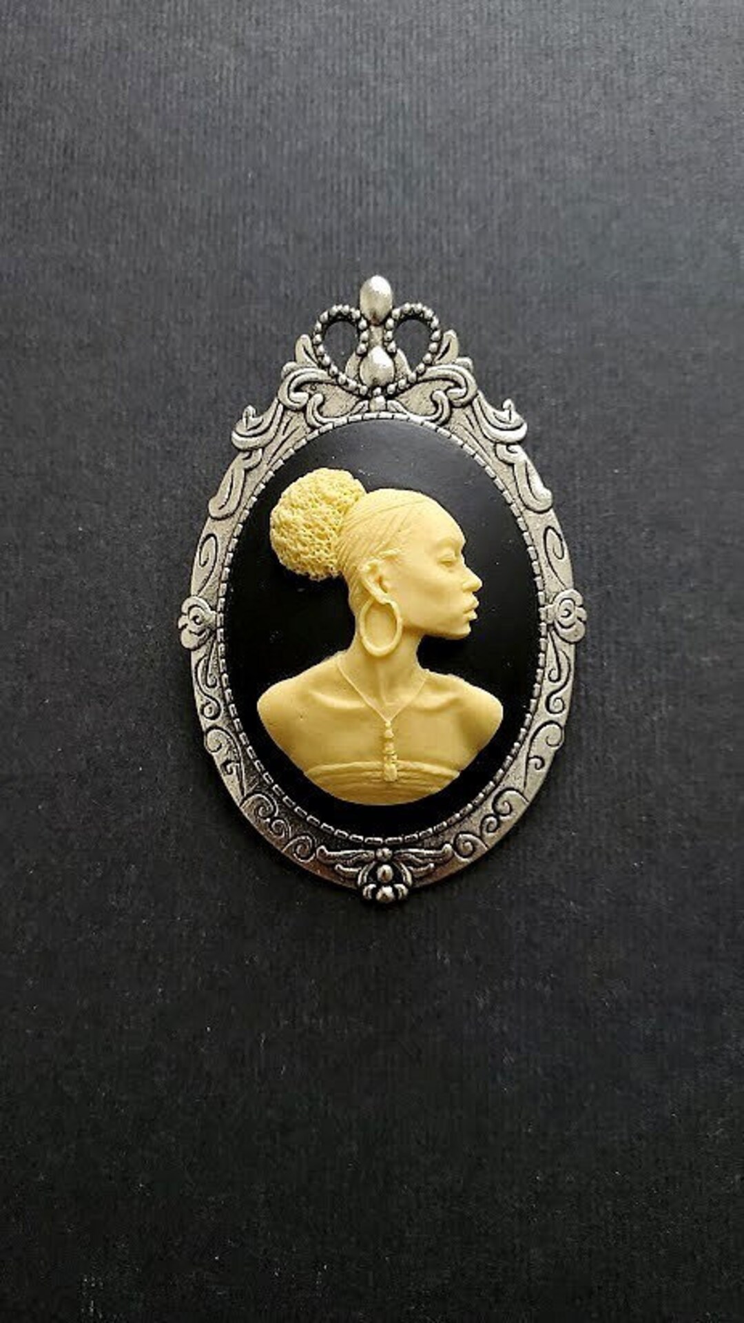 African Cameo | Ethnic Tribal Silver Brooch Pin | Black Brown History | Queen Women | Red Black ...