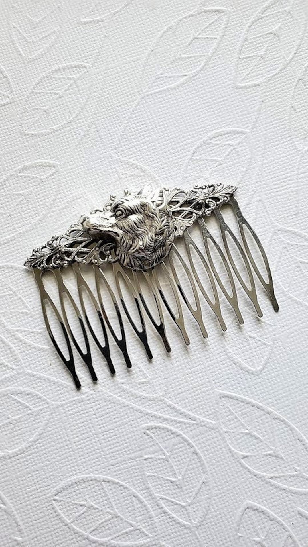 Silver Wolf Haircomb | Goth Steampunk Hair Comb | Vintage Look ...