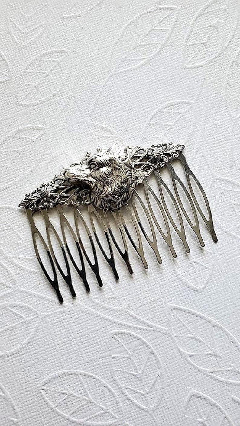 Silver Wolf Haircomb | Goth Steampunk Hair Comb | Vintage Look ...