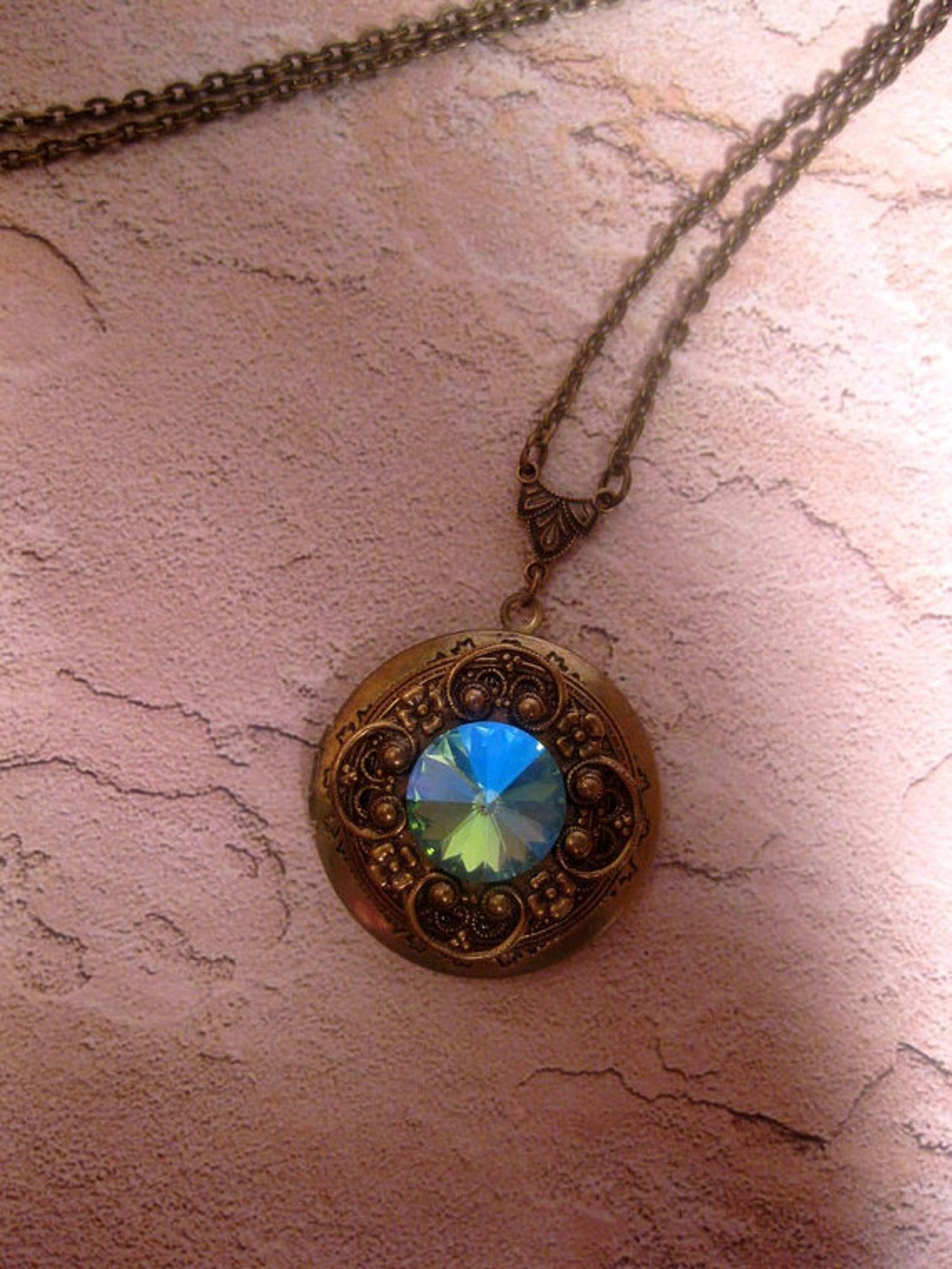 Crystal Locket Necklace Swarovski Element Photo Locket - Etsy