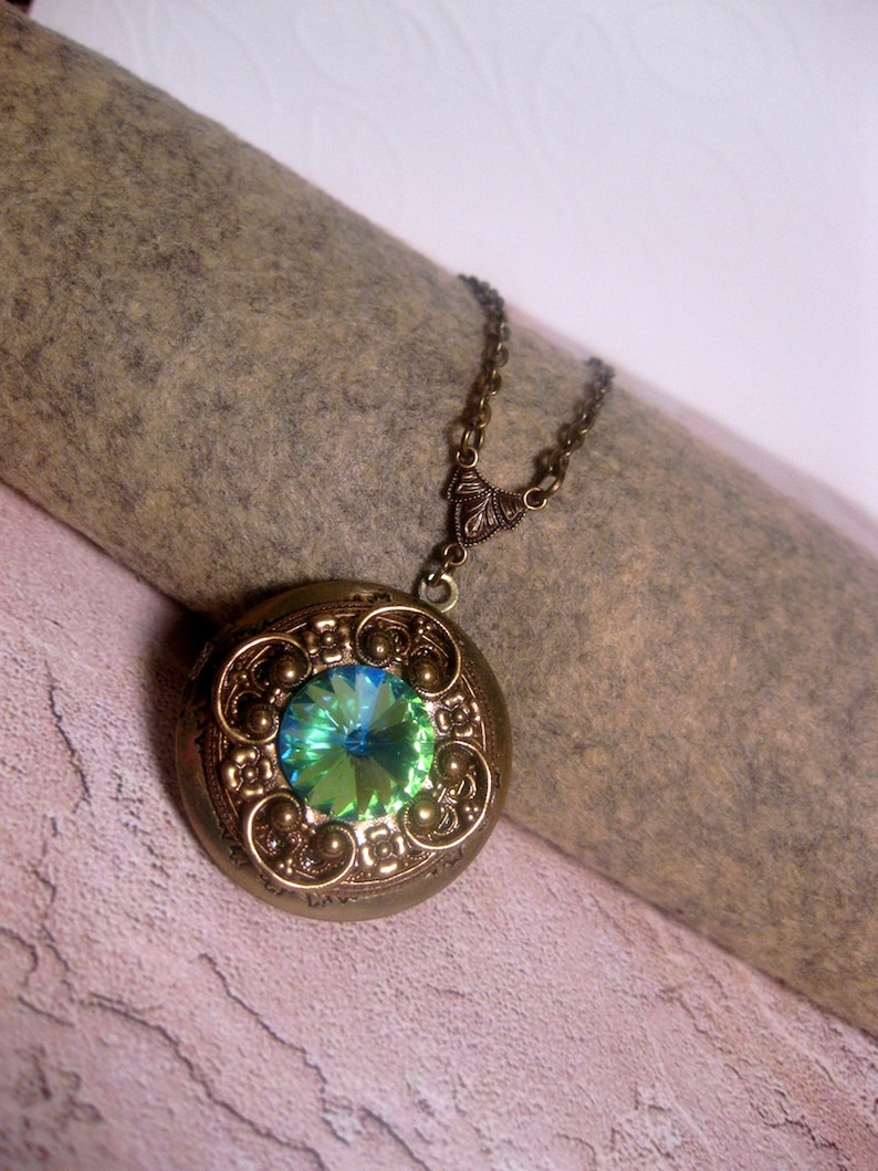 Crystal Locket Necklace Swarovski Element Photo Locket - Etsy