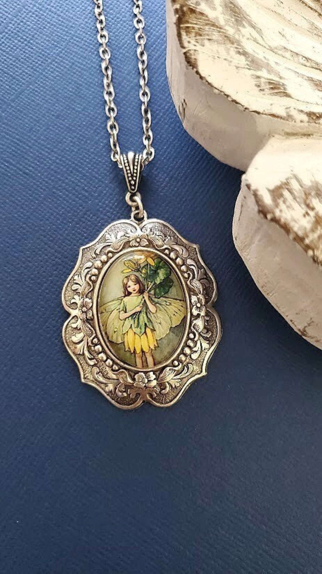 Green Faerie Pendant | Flower Necklace | Fairy Girl Glass Pendant | Fae ...